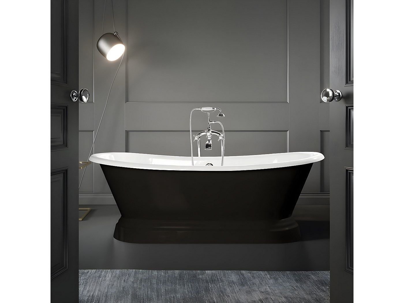 Baignoire sur socle en fonte émaillée SOUTHPORT Noire 180 cm Peinture ...