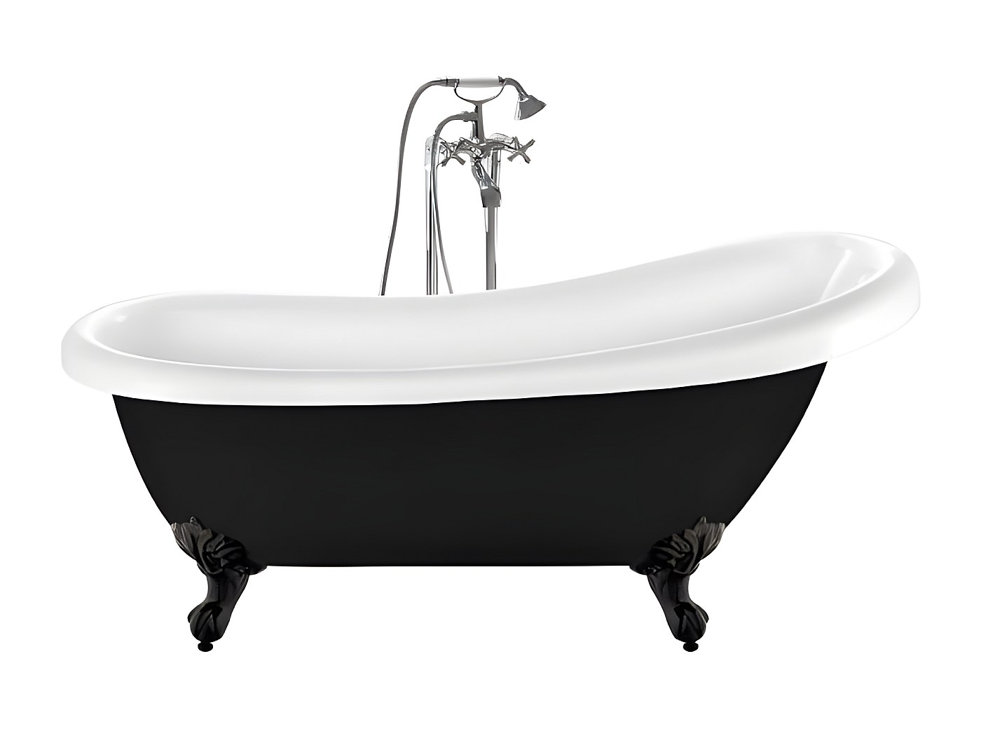 Baignoire ancienne rétro RICHMOND Noire 171 cm Pieds d'Aigle Noirs