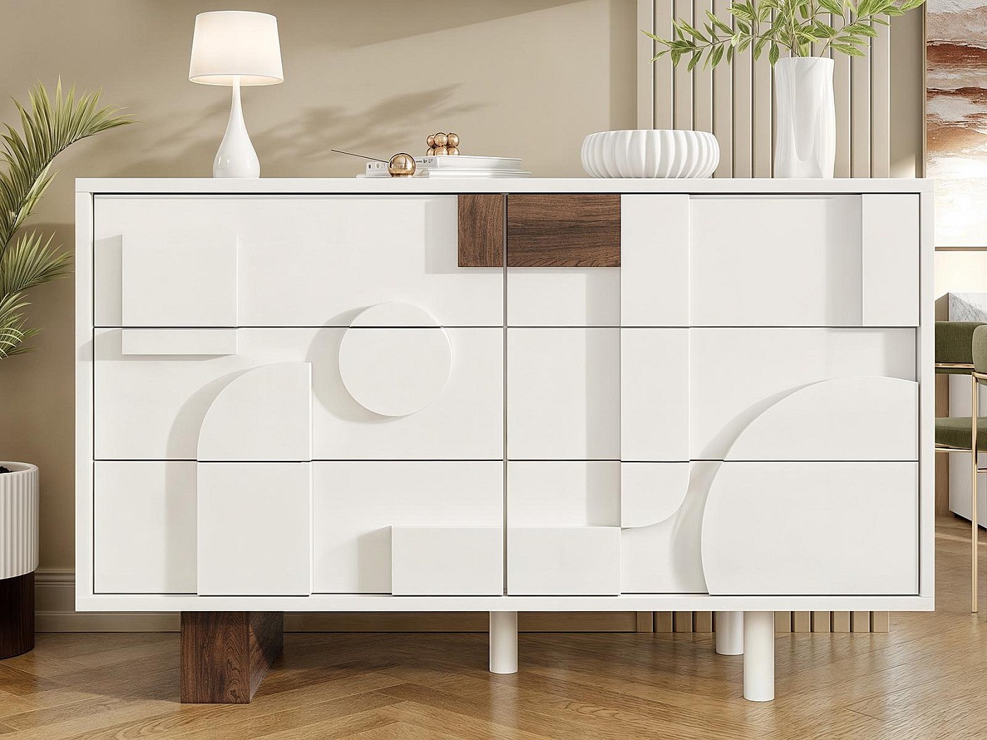 Buffet moderno - con 6 cassetti senza maniglie - Motivi geometrici ...