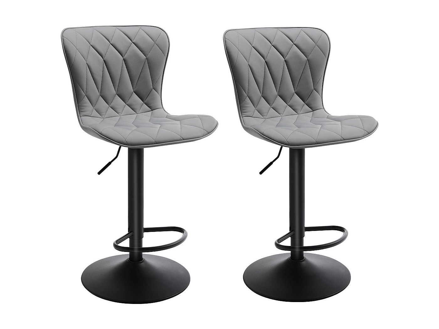Set de 2 Tabourets de bar HomeMiYN Ajustables, 360° rotatif en cuir ...