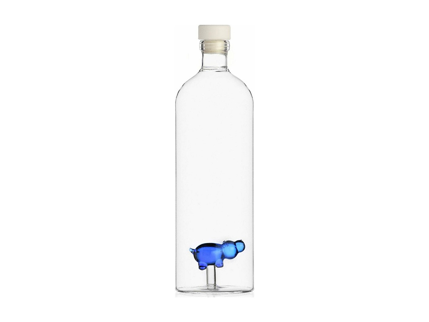 Botella de vidrio borosilicato, Hipopótamo, azul 1000 ml, Animal Farm