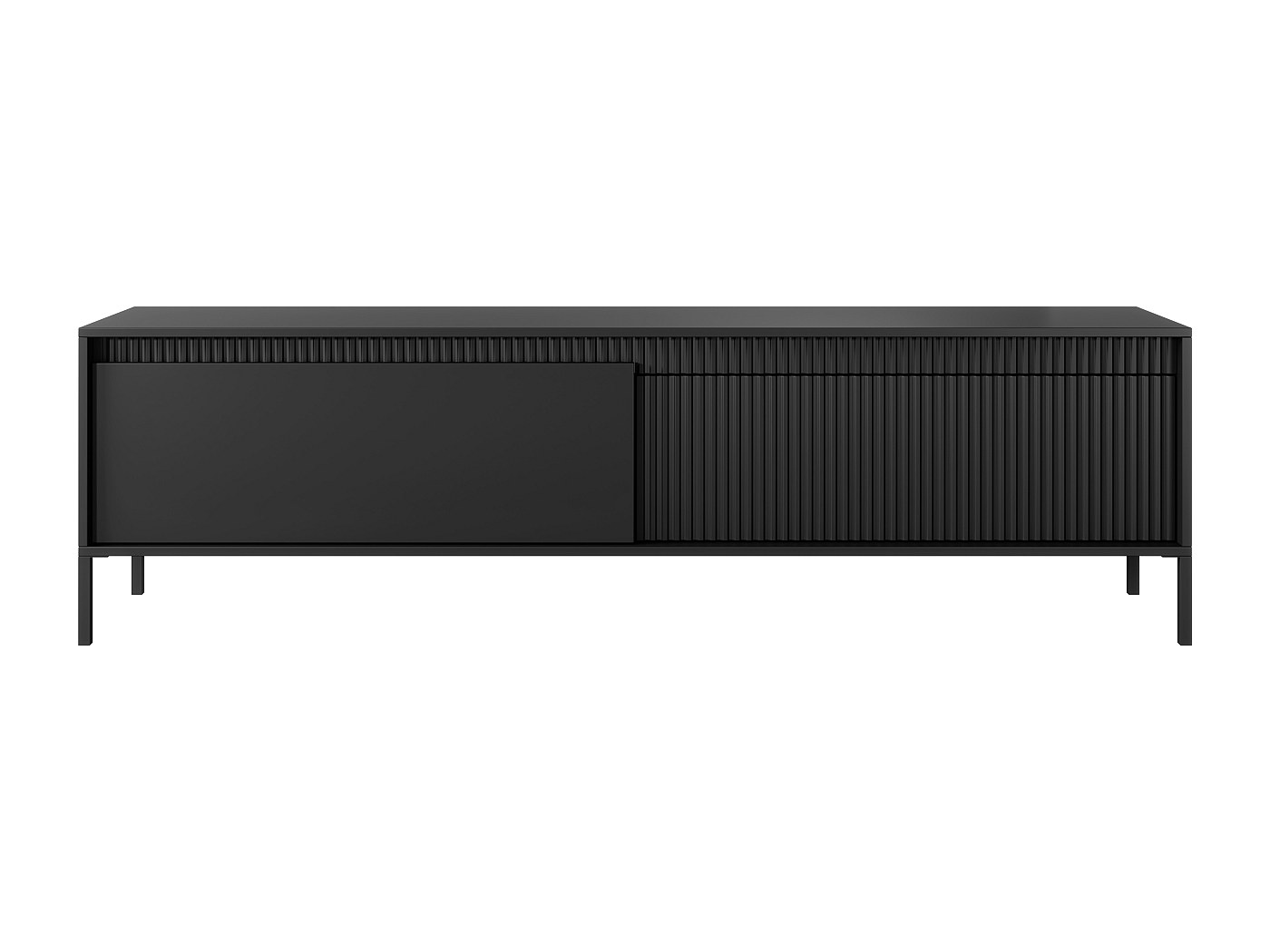 TV-meubel SENSO zwart 40x188x54 cm – modern design, geribbelde MDF ...
