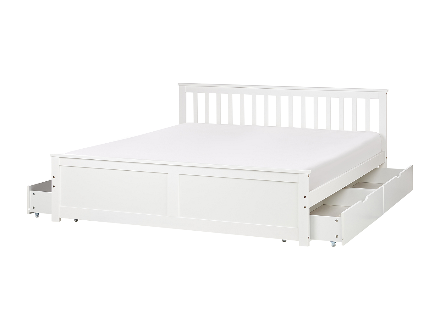 Letto con cassetti contenitori Legno di pino OLENDON 180 x 200 cm Bianco