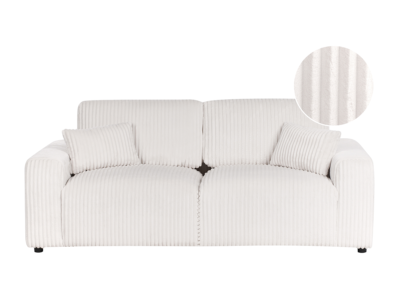 Canapé 3 places en velours côtelé blanc cassé SANDORA