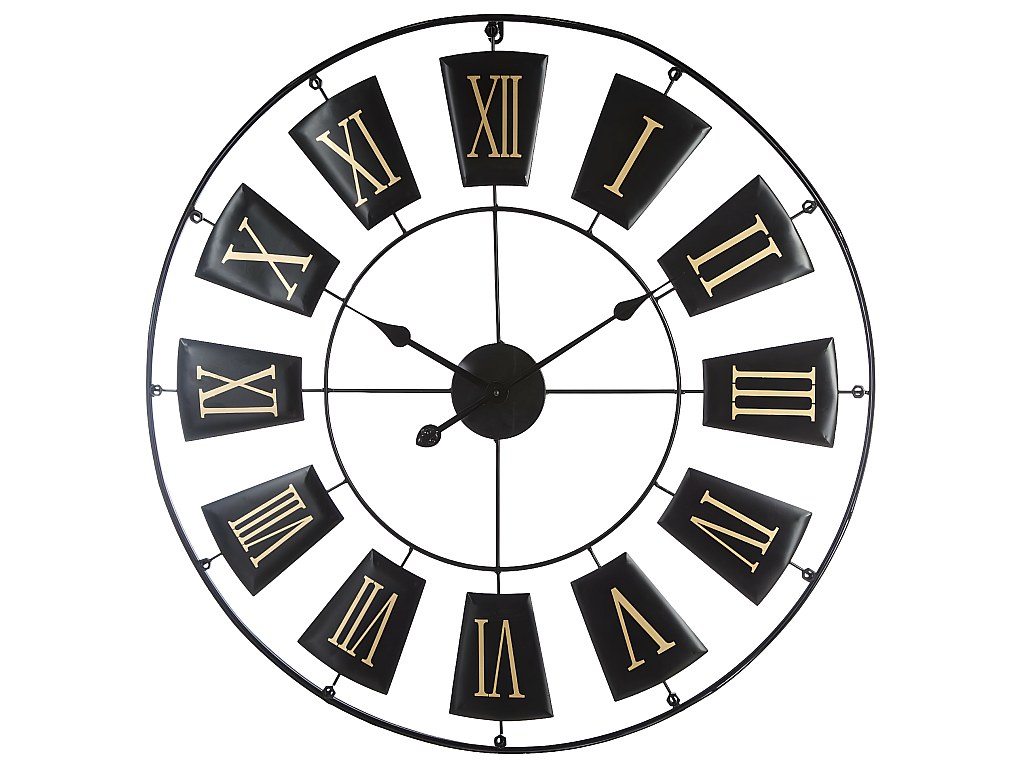 Grande Pendule murale en métal Noir D 76 cm