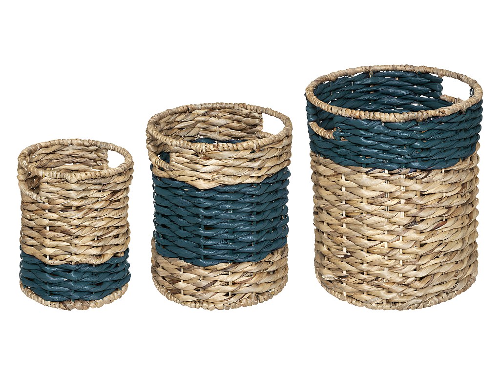 Set de 3 Paniers de rangement en jacinthe d'eau tressée