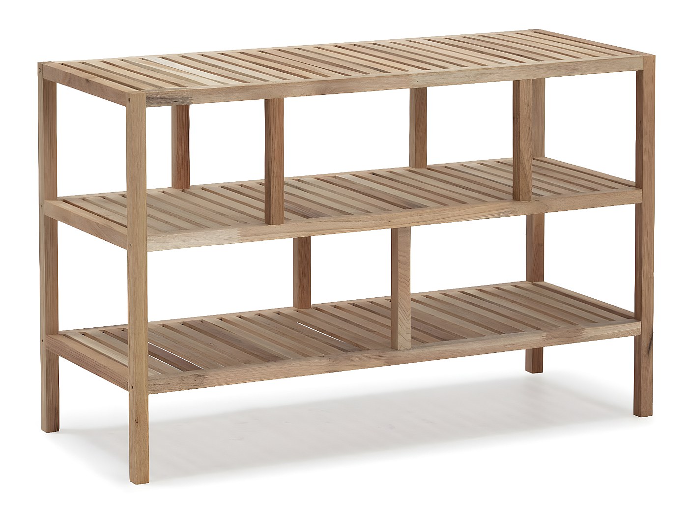 Scaffale basso Marawi 3 ripiani, legno massello, 100 x 39,5 x 65 cm