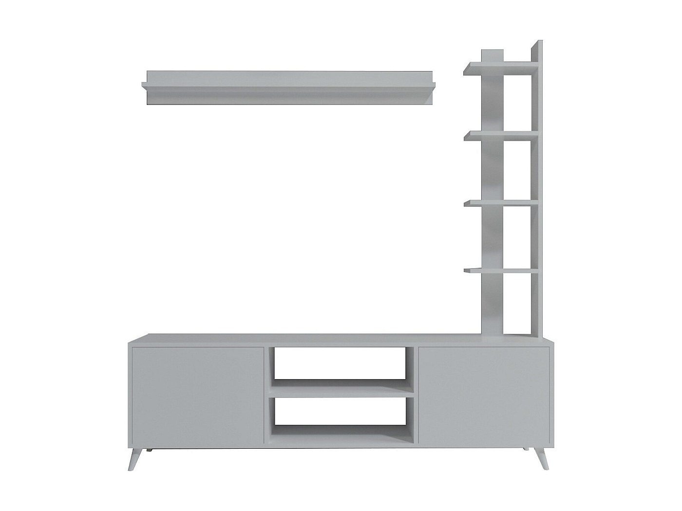 Ensemble modulable meuble TV avec bibliothèque et étagère bois blanc ...