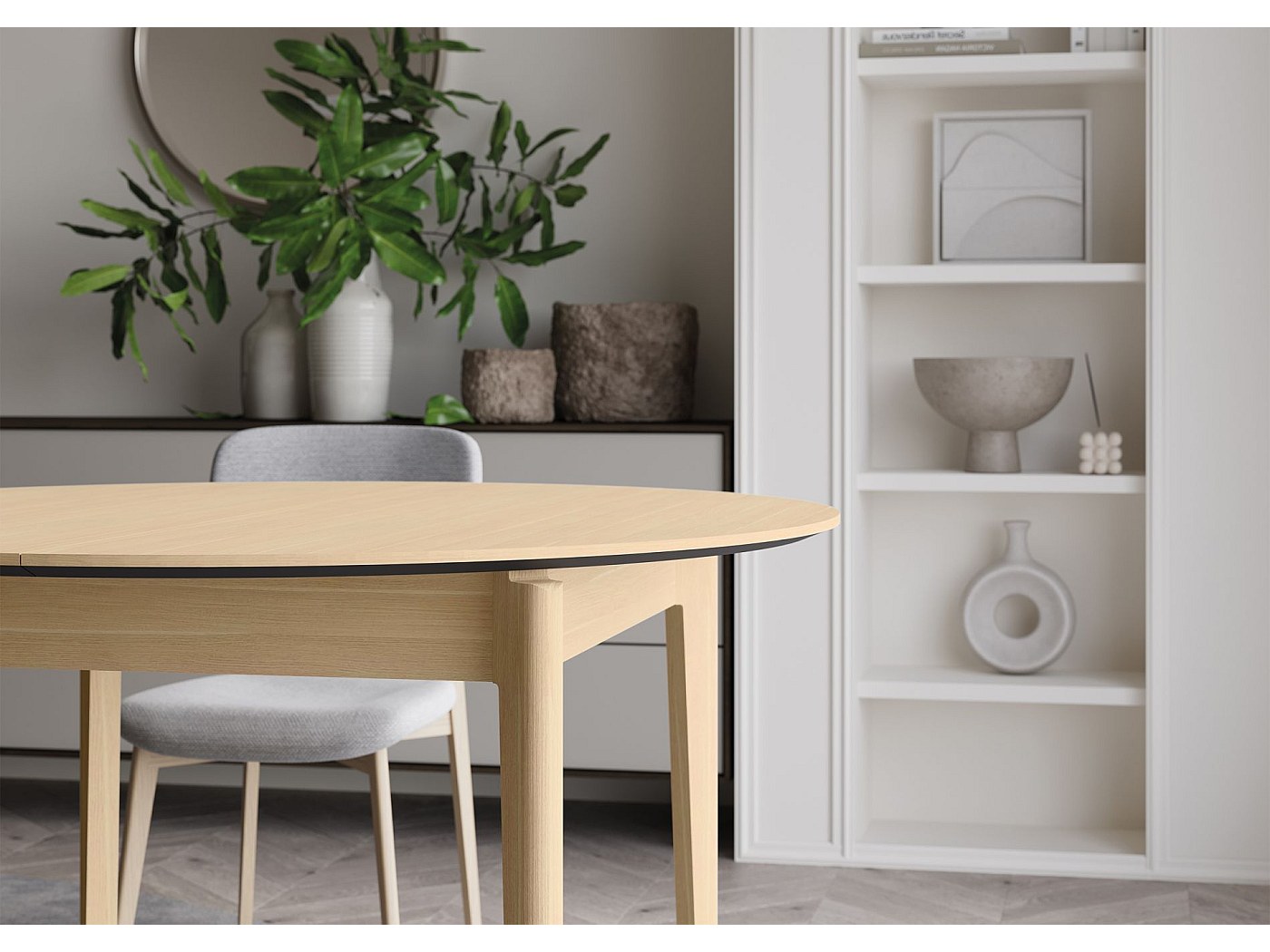 Ausziehtisch - Helle Eiche-Optik - 120–240 x 120 cm - PLOT