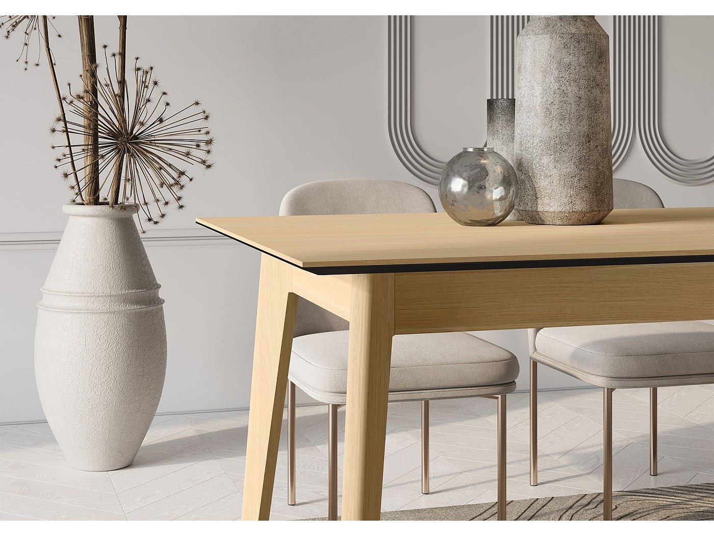 Ausziehtisch - Helle Eiche-Optik - 145–220 x 85 cm - PLOT