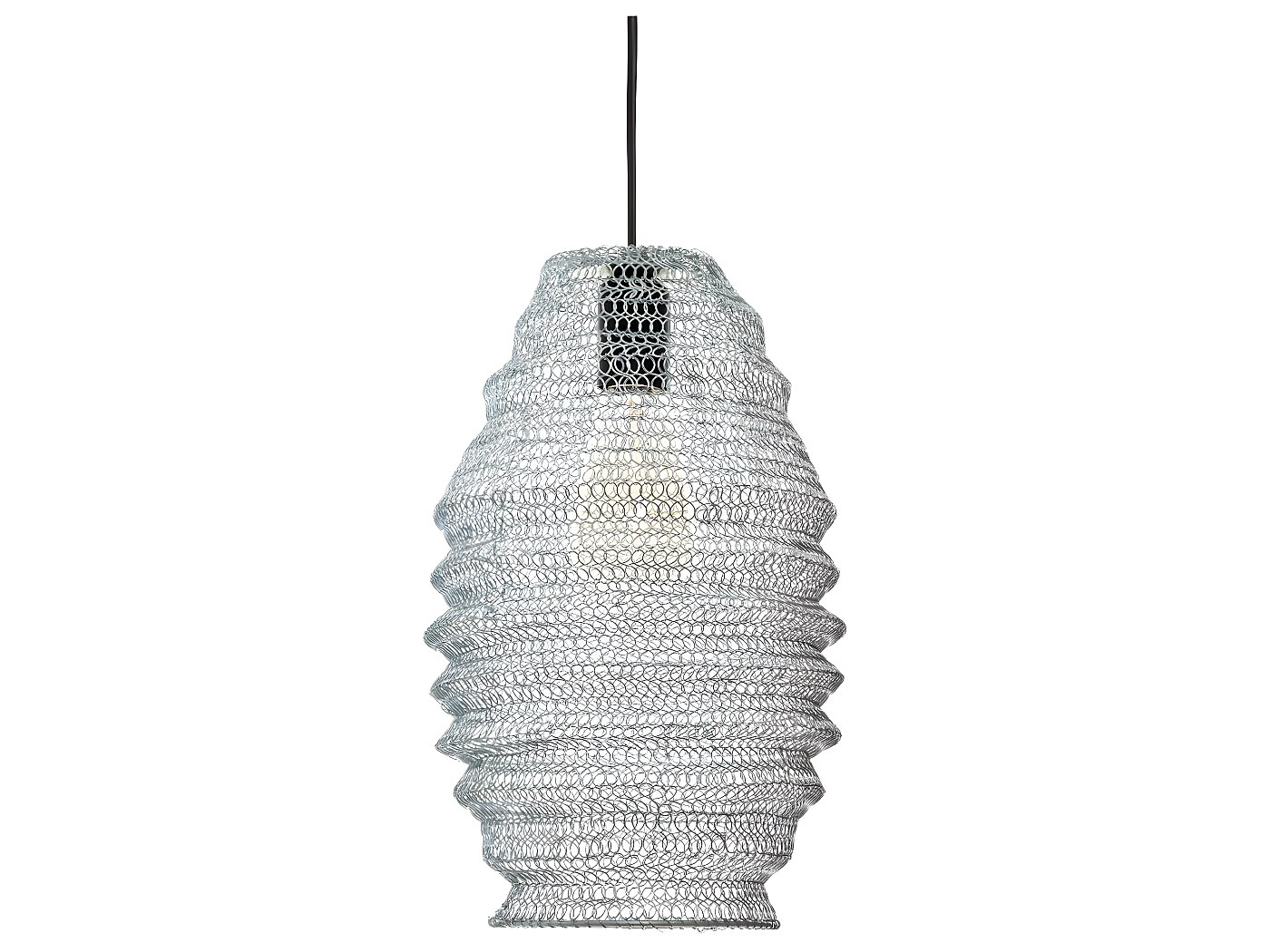 Luminaire Suspension en maille de Fer Argent D 24 cm