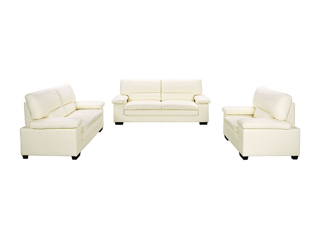 Canapés 3 places 2 places et un fauteuilen cuir de buffle ivoire MIMAS II
