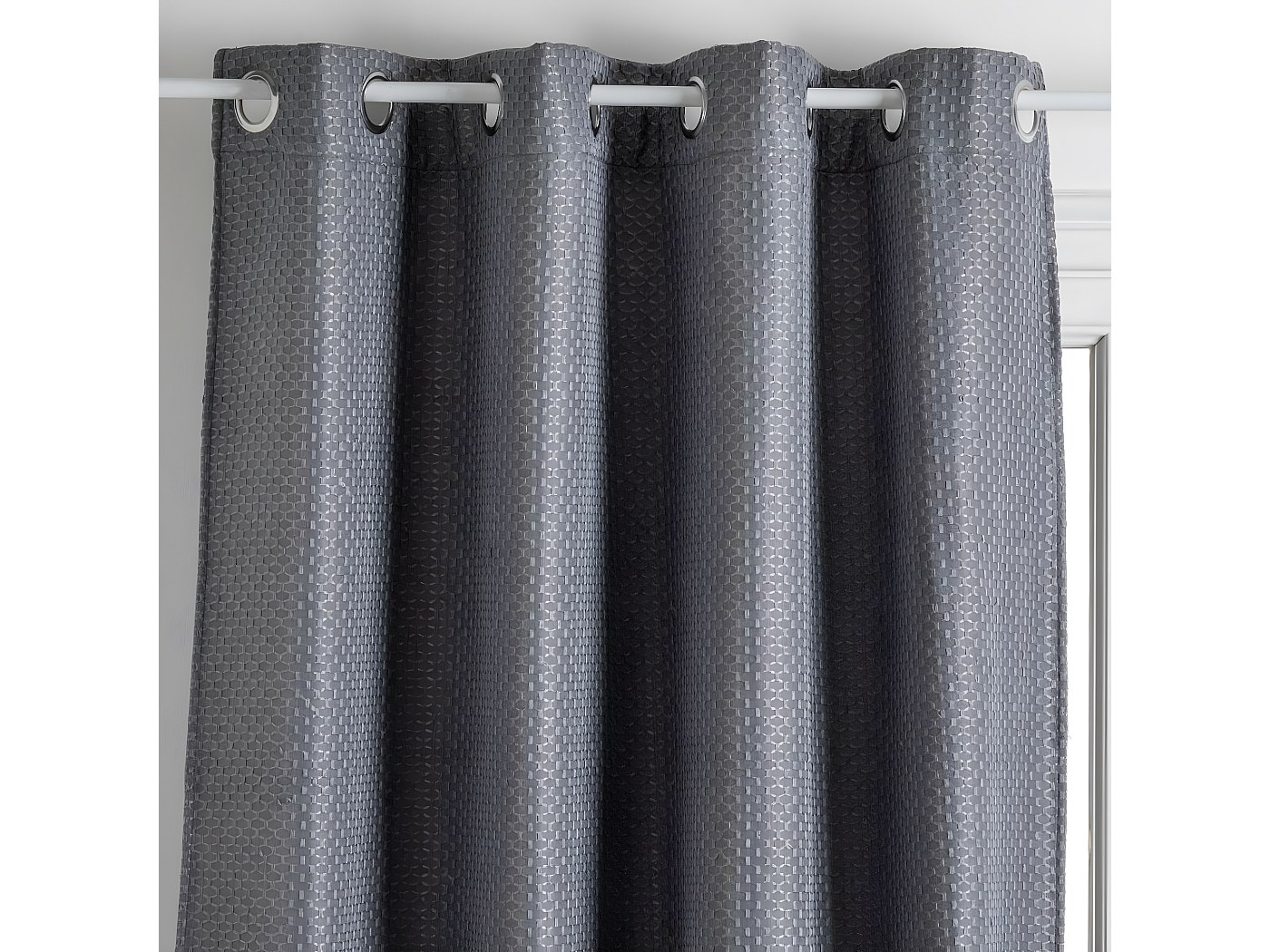 Rideau Occultant Jacquard Gris 140 x 260 cm