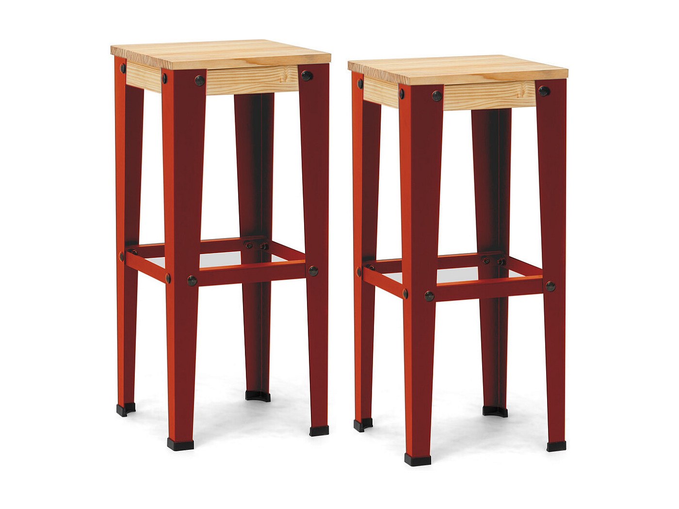 Tabourets de bar LUNDS – style Scandinave 32x32x75 Rouge-Naturel – Lot ...