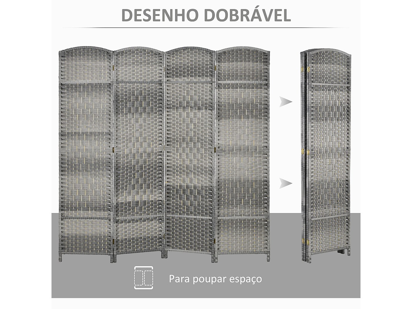 Biombo Dobrável de 6 Painéis em Polipropileno para Divisão de Ambientes ...