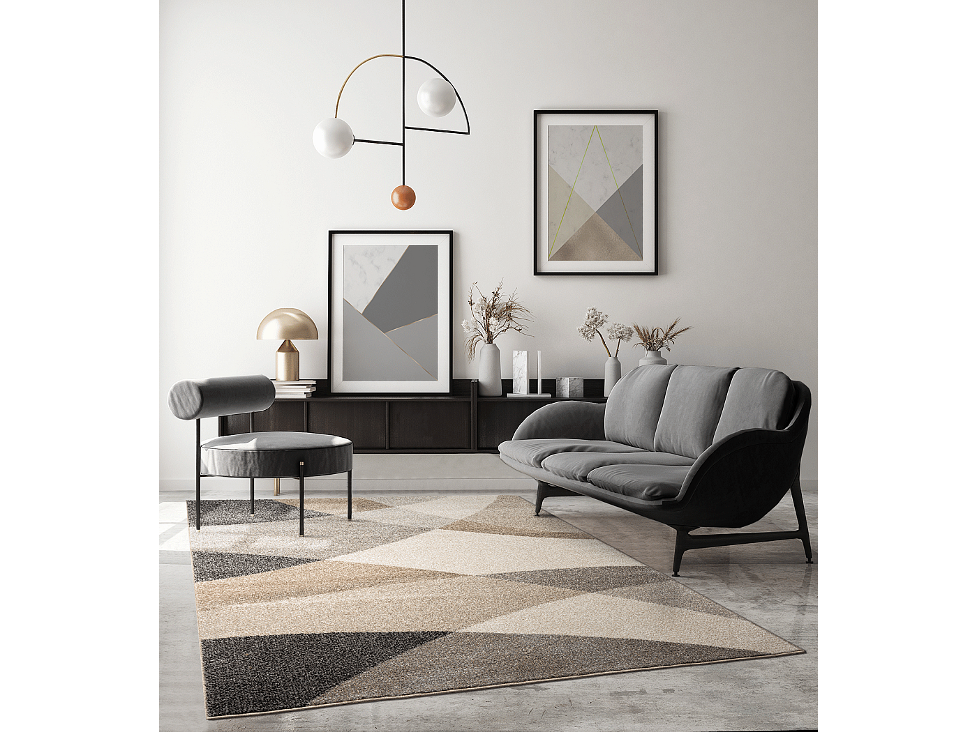 Tappeto Pearl Soggiorno Moderno Taglio contorno, Beige, 160 x 220 cm