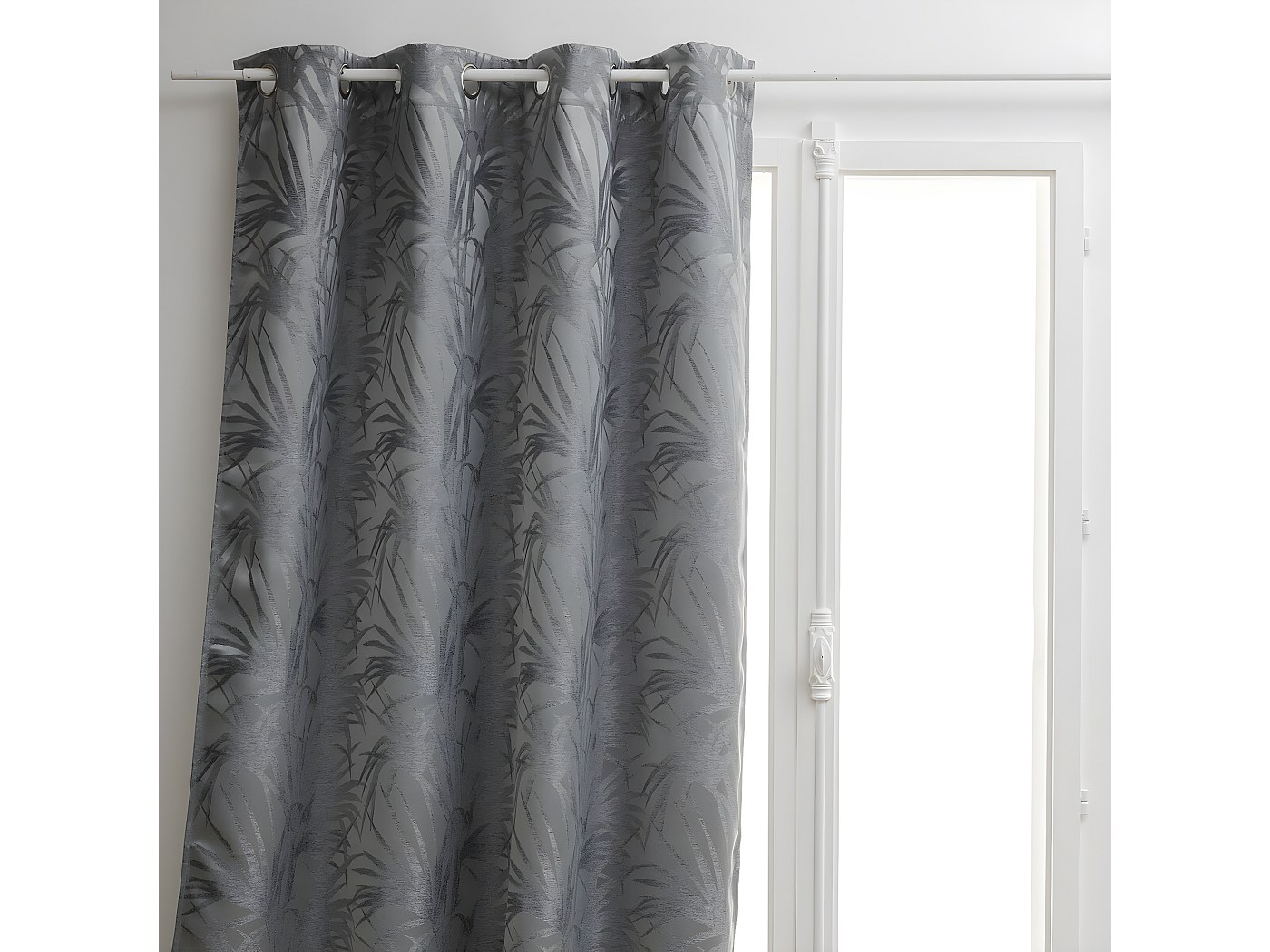 Rideau Occultant Jacquard Gris 140 x 260 cm