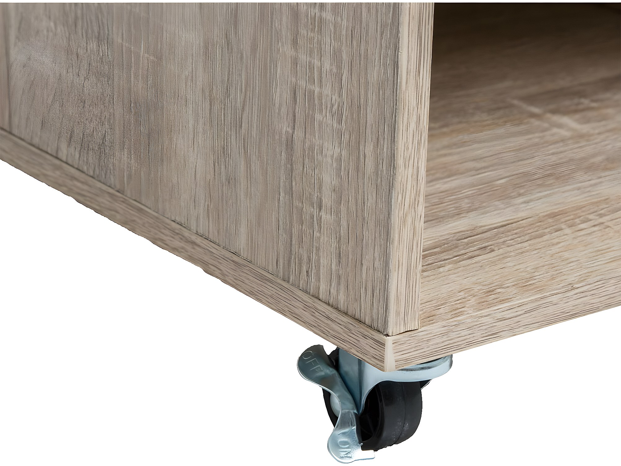 Table Basse en bois naturel 4 cases sur roues