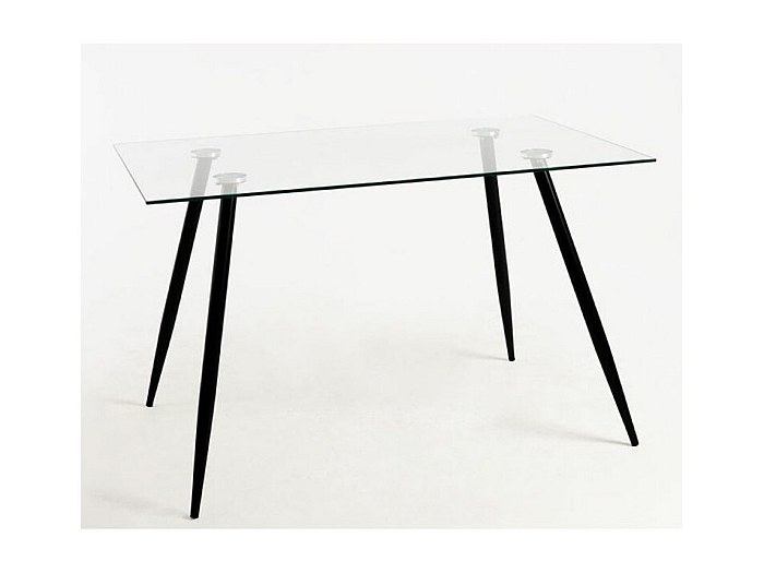 Table verre trempé et pieds métal noir Barrio 125cm