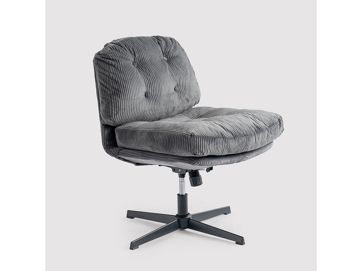 Fauteuil pivotant réglable en hauteur sans accoudoir en velours côtelé ...