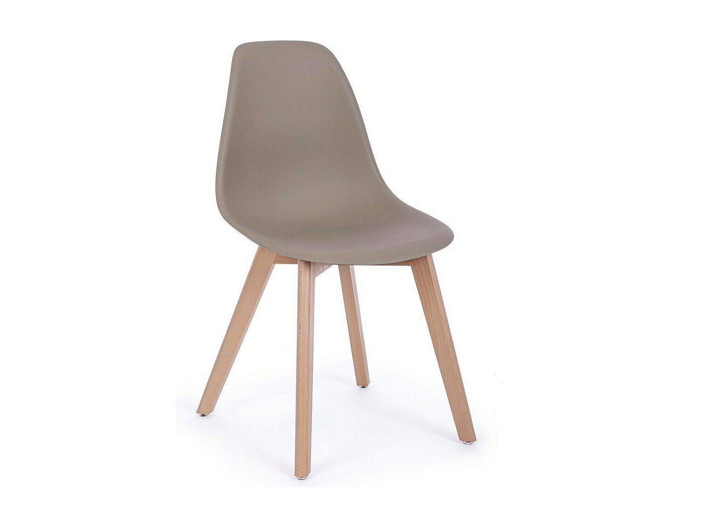 Lot de 4 chaises en polypropylène gris tourterelle avec pieds en bois ...