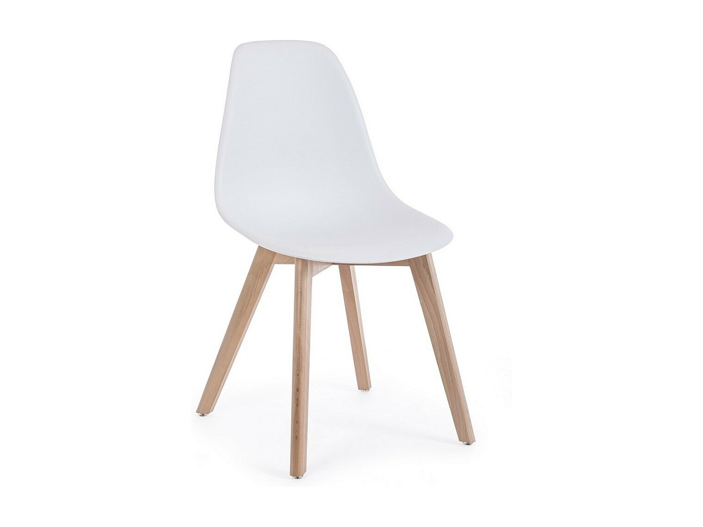 Lot de 4 chaises en polypropylène blanc et pieds en bois - SYSTEM