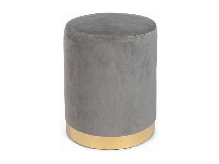 Poef van grijs fluweel met gouden band - LUCILLA