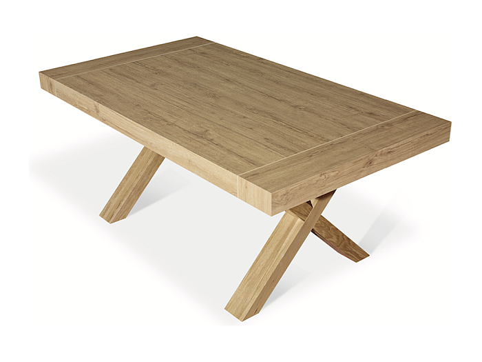 Table à rallonge en bois finition chêne 180x100 cm - 280x100 cm - AMALFI