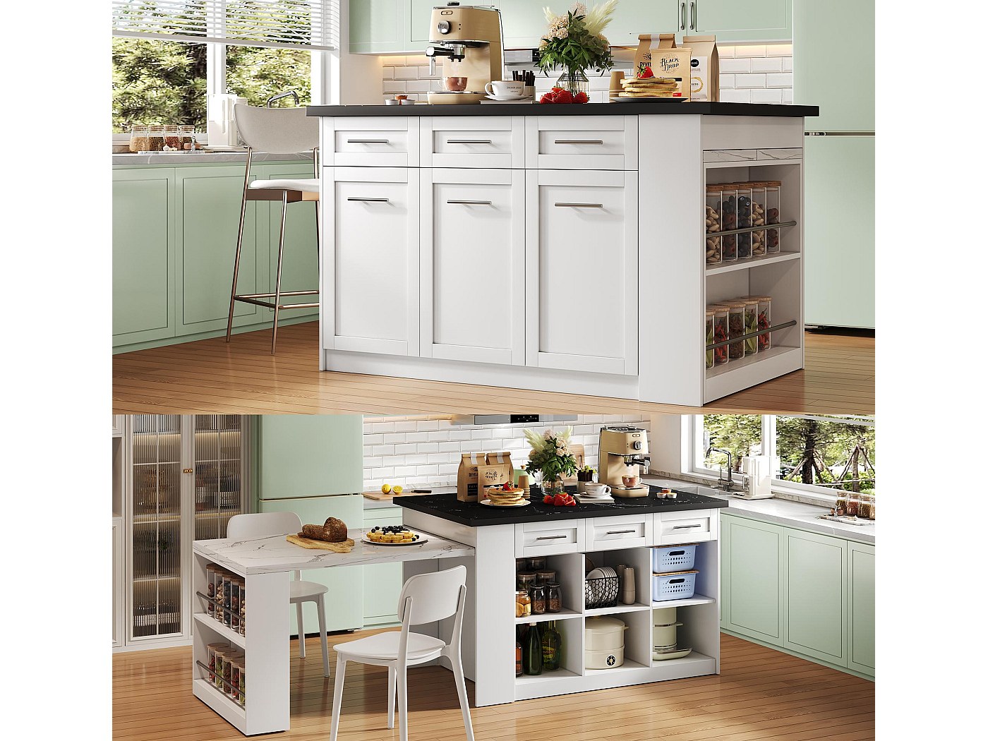 Isla de cocina central - con 3 puertas y 6 cajones - Encimera ...