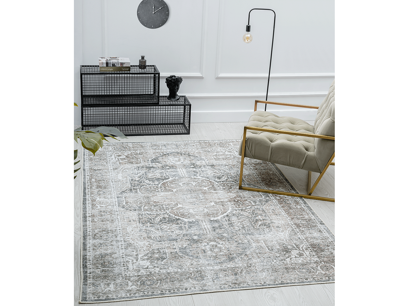 Tapis Zen classique lavable, Gris, 200 x 290 cm