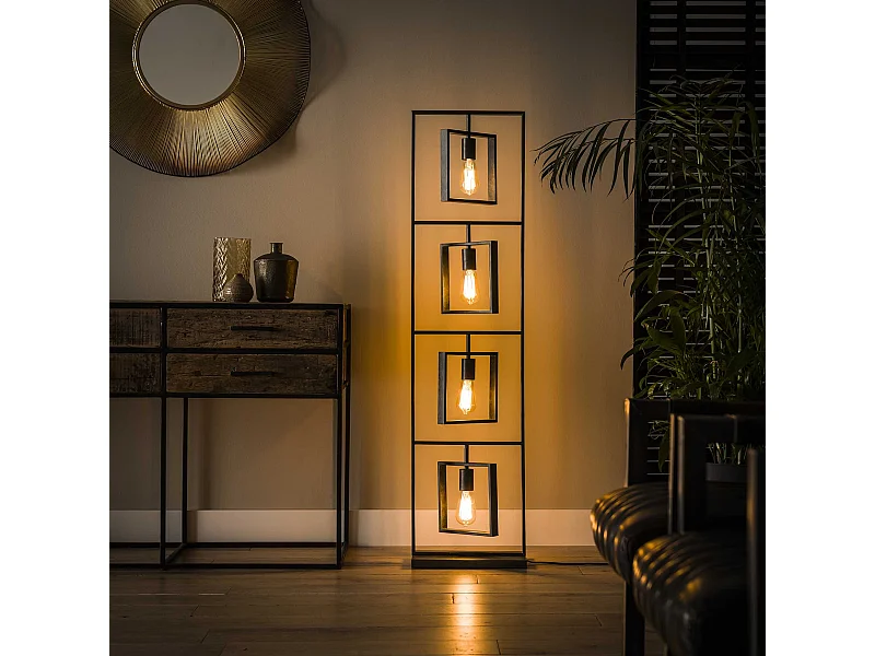 Industriele Vloerlamp - 4 Lampen - Turn Square - Metaal