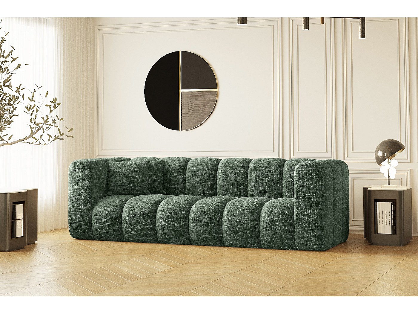Canapé, canapé trois places Grand Modular tissu Haga Green