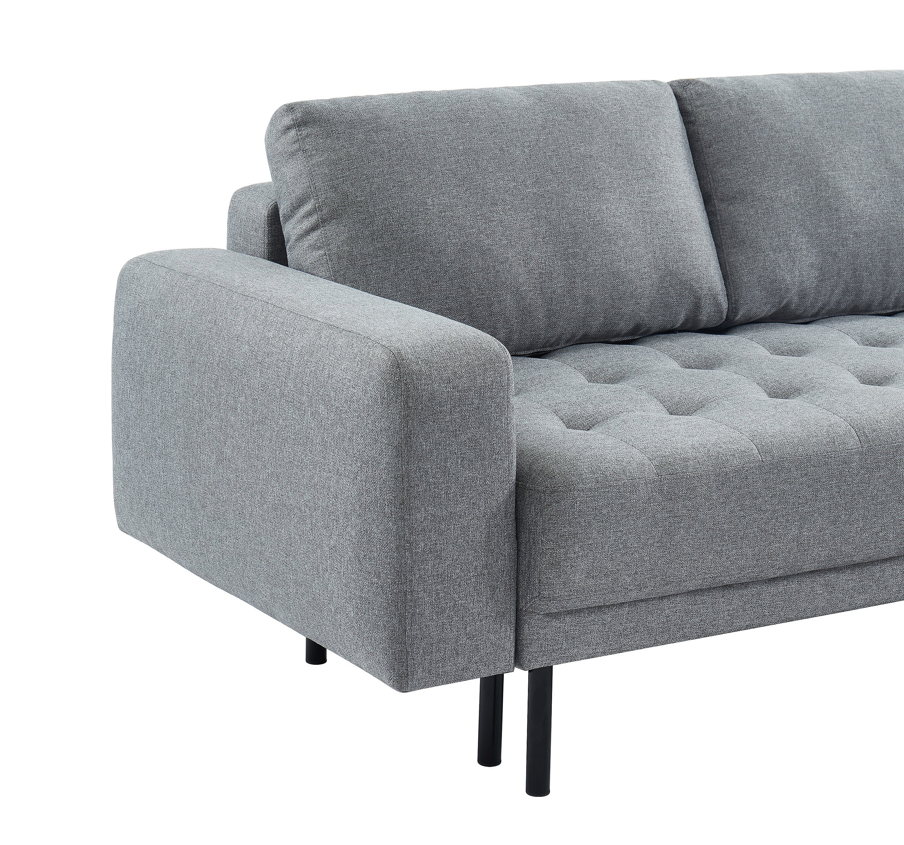 Canapé d'angle MEGEVE en tissu gris chiné 5 places convertible