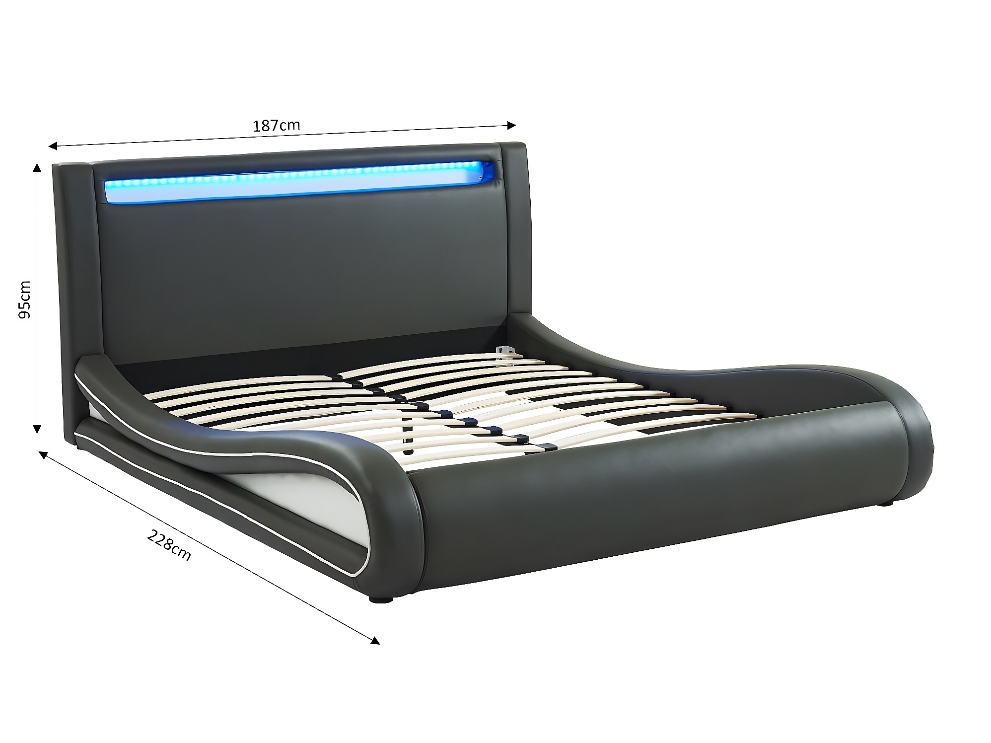 Lit SOLAR LED Gris et blanc 160x200cm