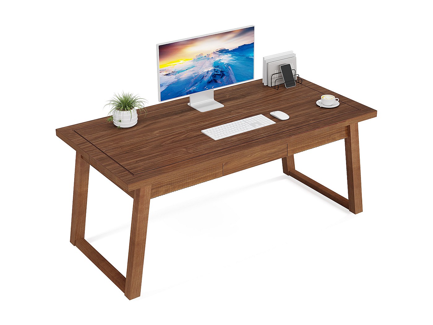 Thuiskantoorbureau: 140 cm computerbureau met lade