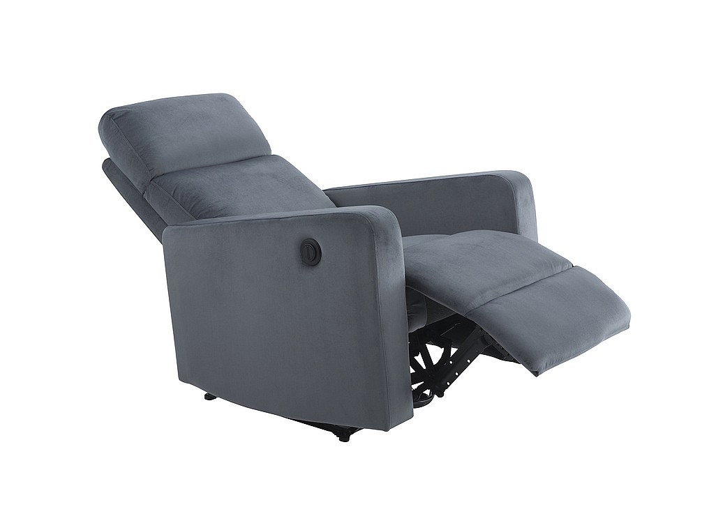 Fauteuil relax LOVA large en velours gris avec fonction électrique