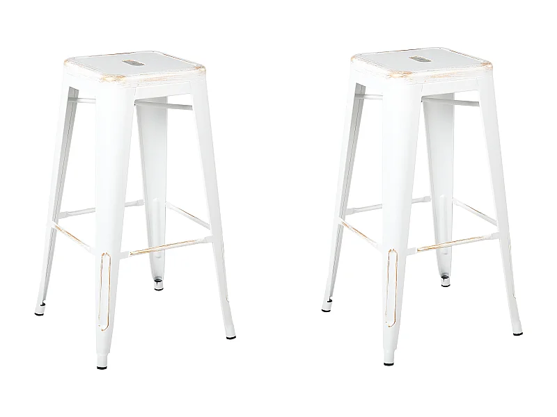 Lot de 2 tabourets de bar blancs dorés de 76 cm CABRILLO
