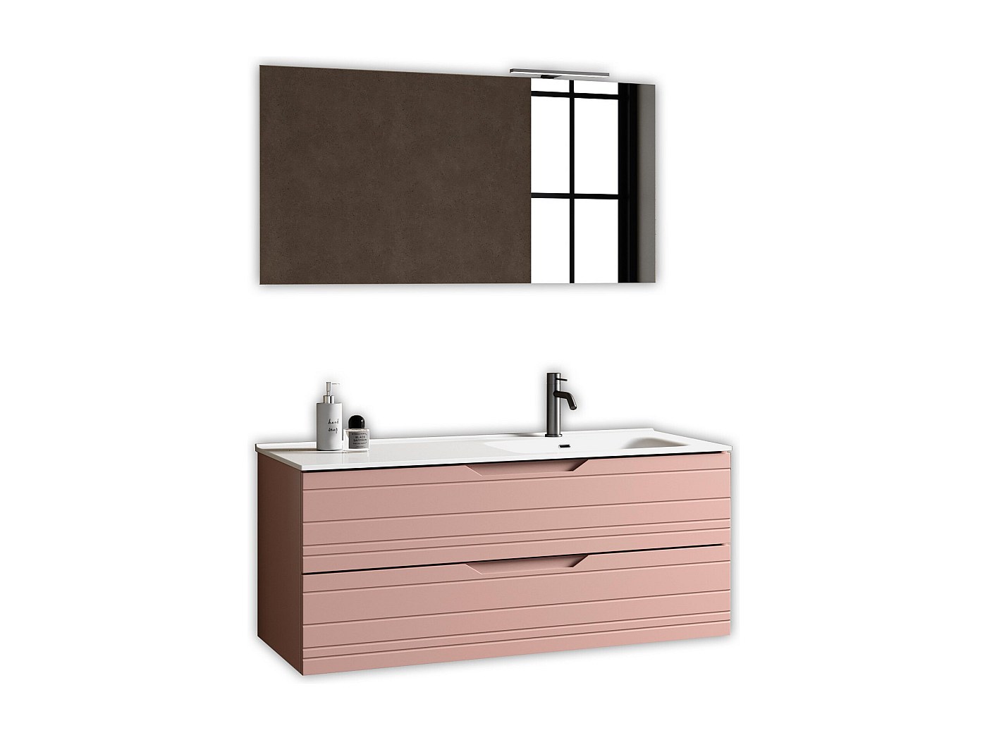 Composizione vasca DX 4 pezzi SOLMIRA rosa cipria