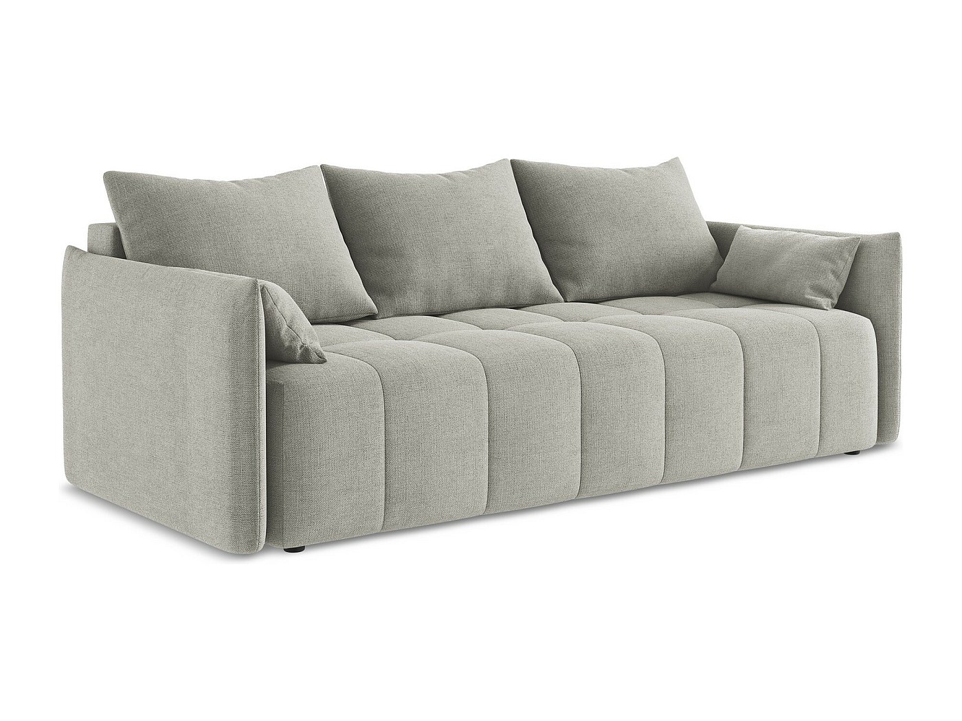 Canapé 3 places convertible en tissu texturé - gris clair - MOKU