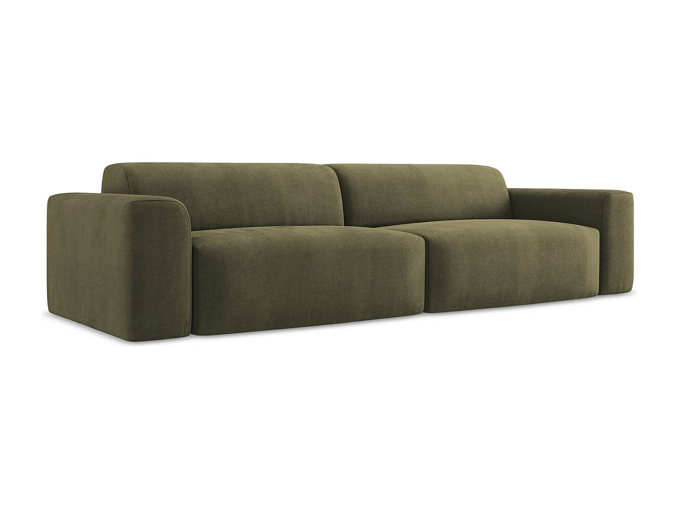 Canapé modulable 4 places en tissu texturé - olive - KELI