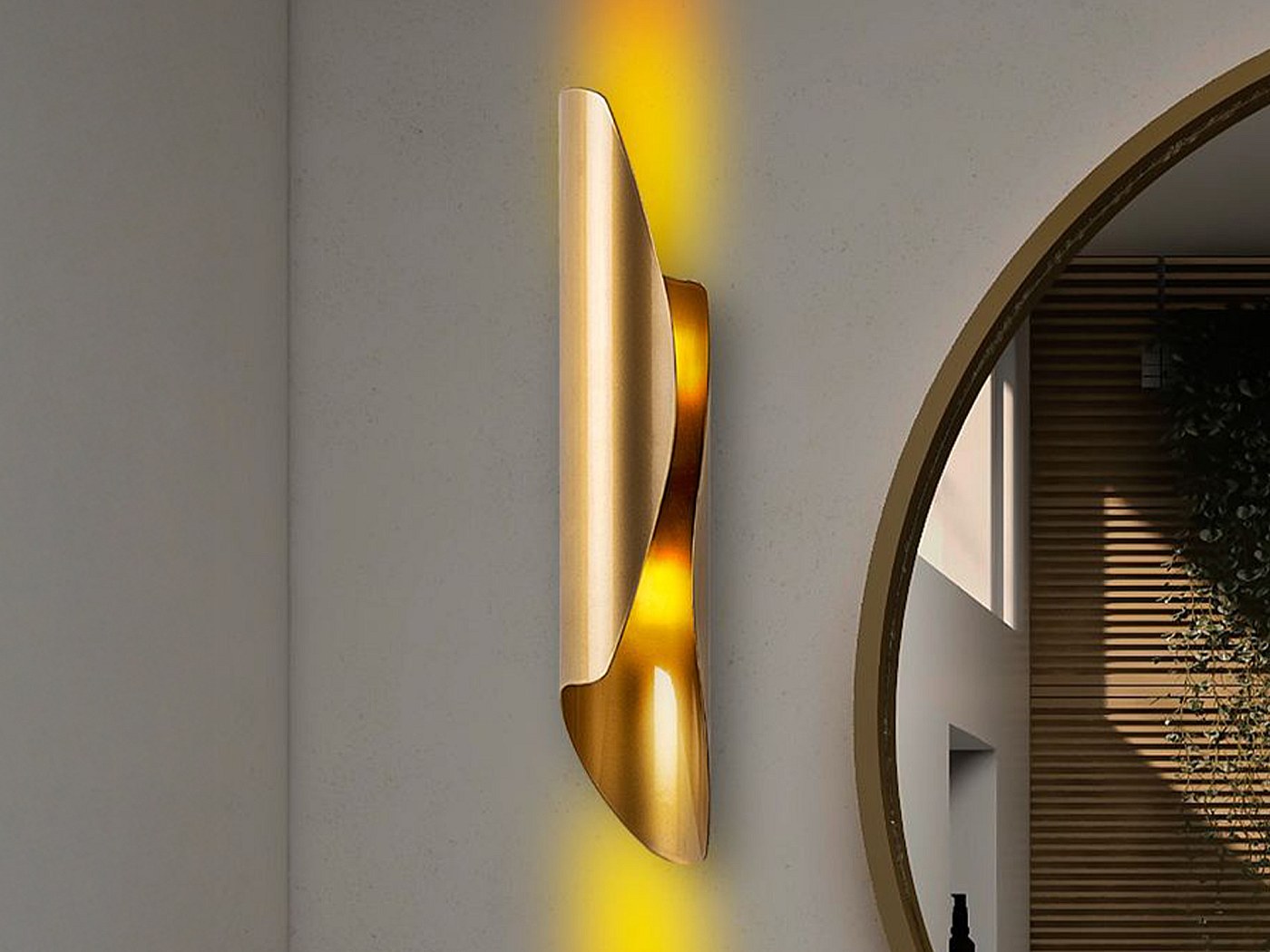 aplique de parede em metal dourado - A. 40 x P 11 cm - LYNOR