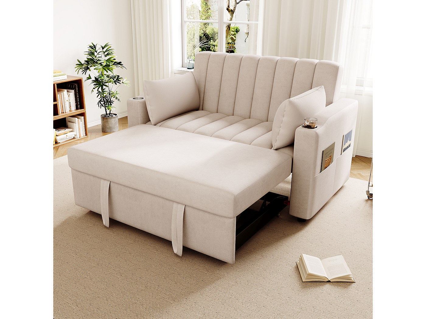 Divano letto estraibile - 100 x 160 cm - matrimoniale con schienale ...