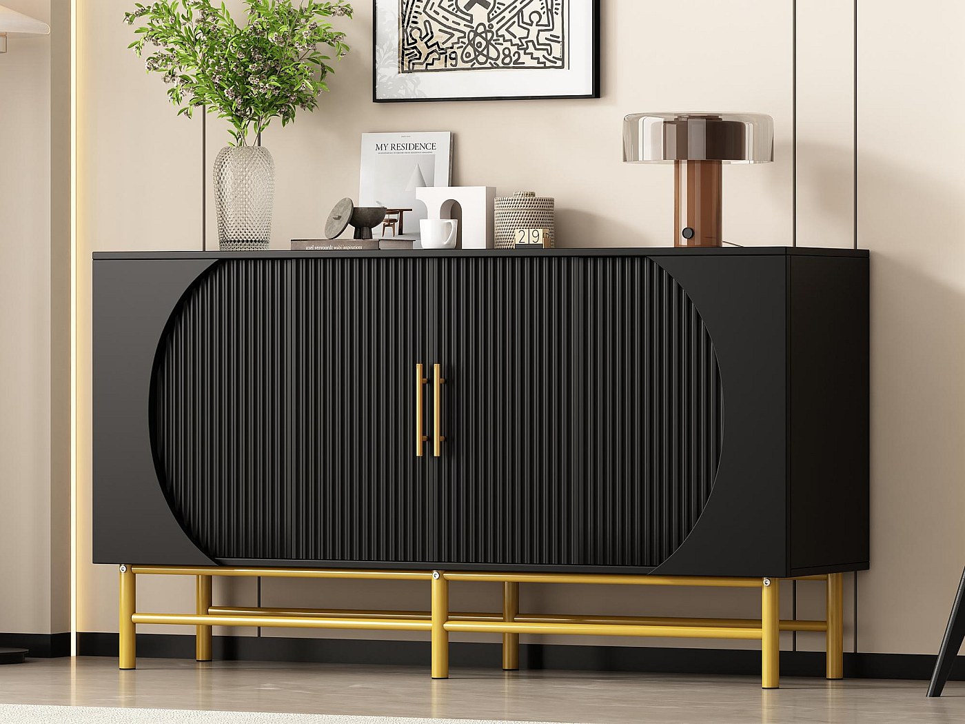 Buffet moderno 145x40x81.5 cm - con 4 puertas - con estantes ajustables ...