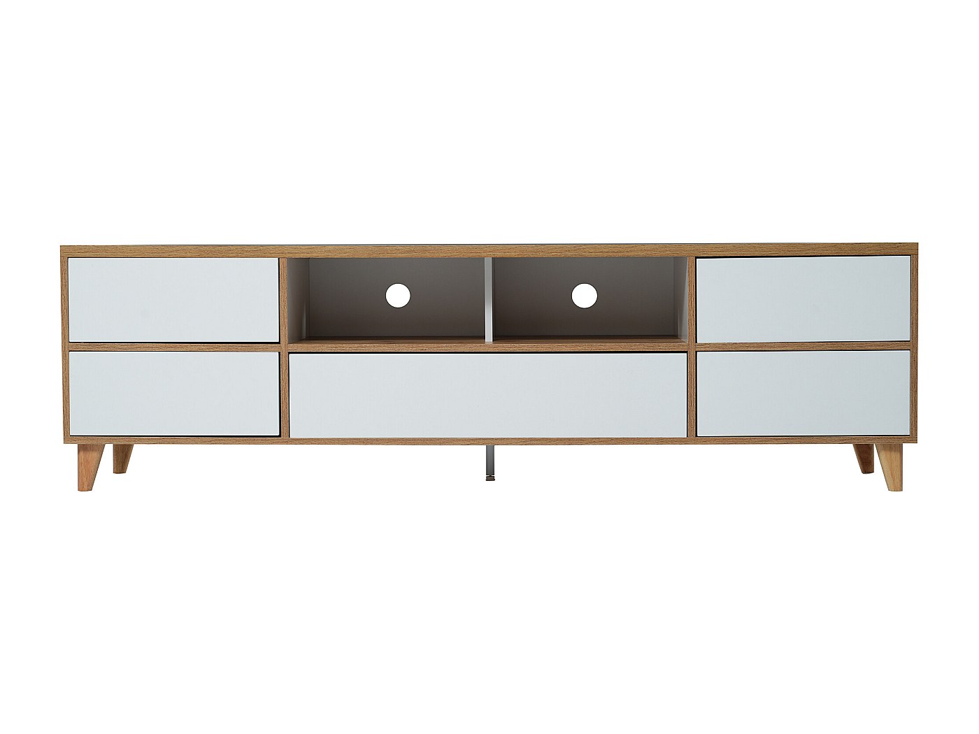 Mueble para TV, mueble bajo, mueble de salón en tonos blanco y madera ...