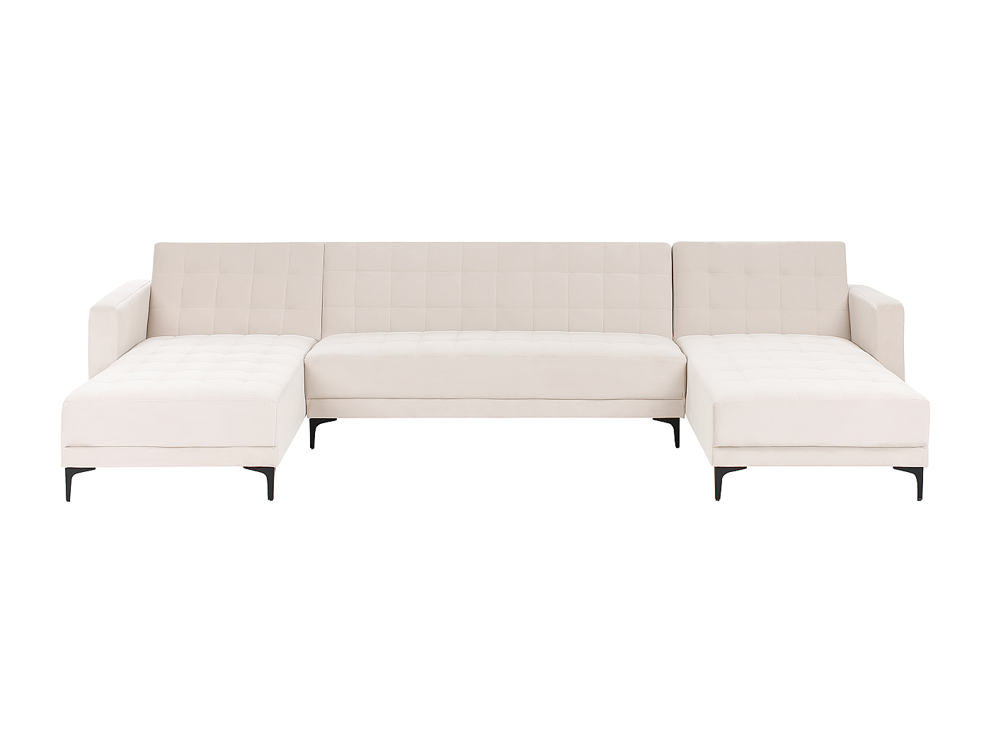 Canapé-lit modulable en forme de U 614472 Velours Beige clair 5 places