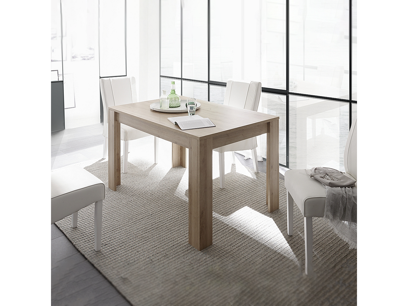 Table extensible moderne « Firenze » en chêne cm 137/185 x 90 79h