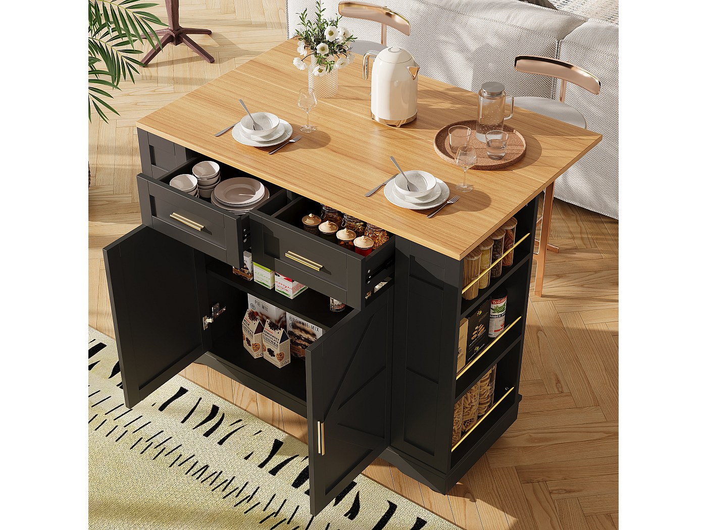 Isla de cocina con ruedas - 120 x 65 x 90 cm - Carrito con módulos ...