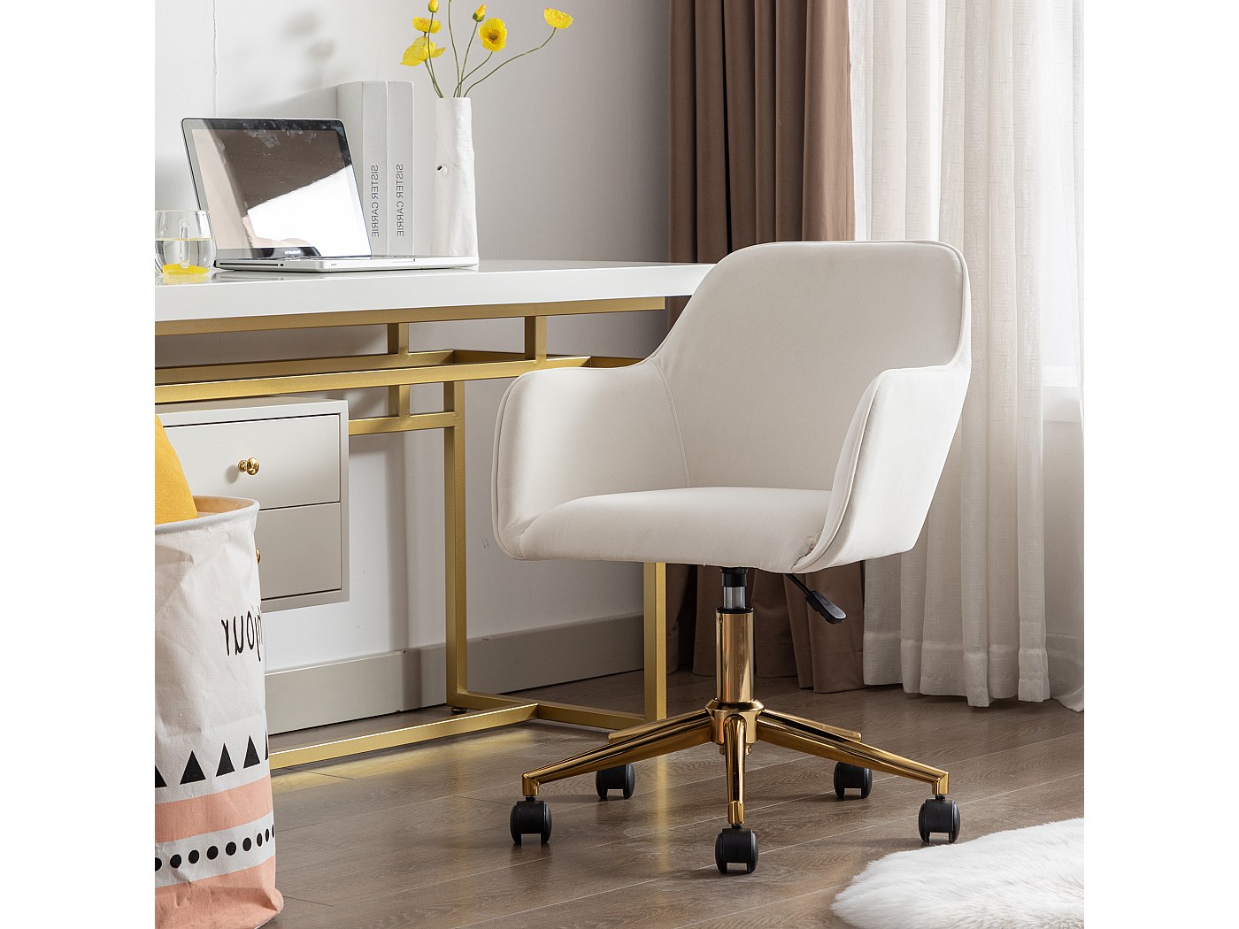 Silla de oficina giratoria de 360° y regulable en altura con ruedas ...