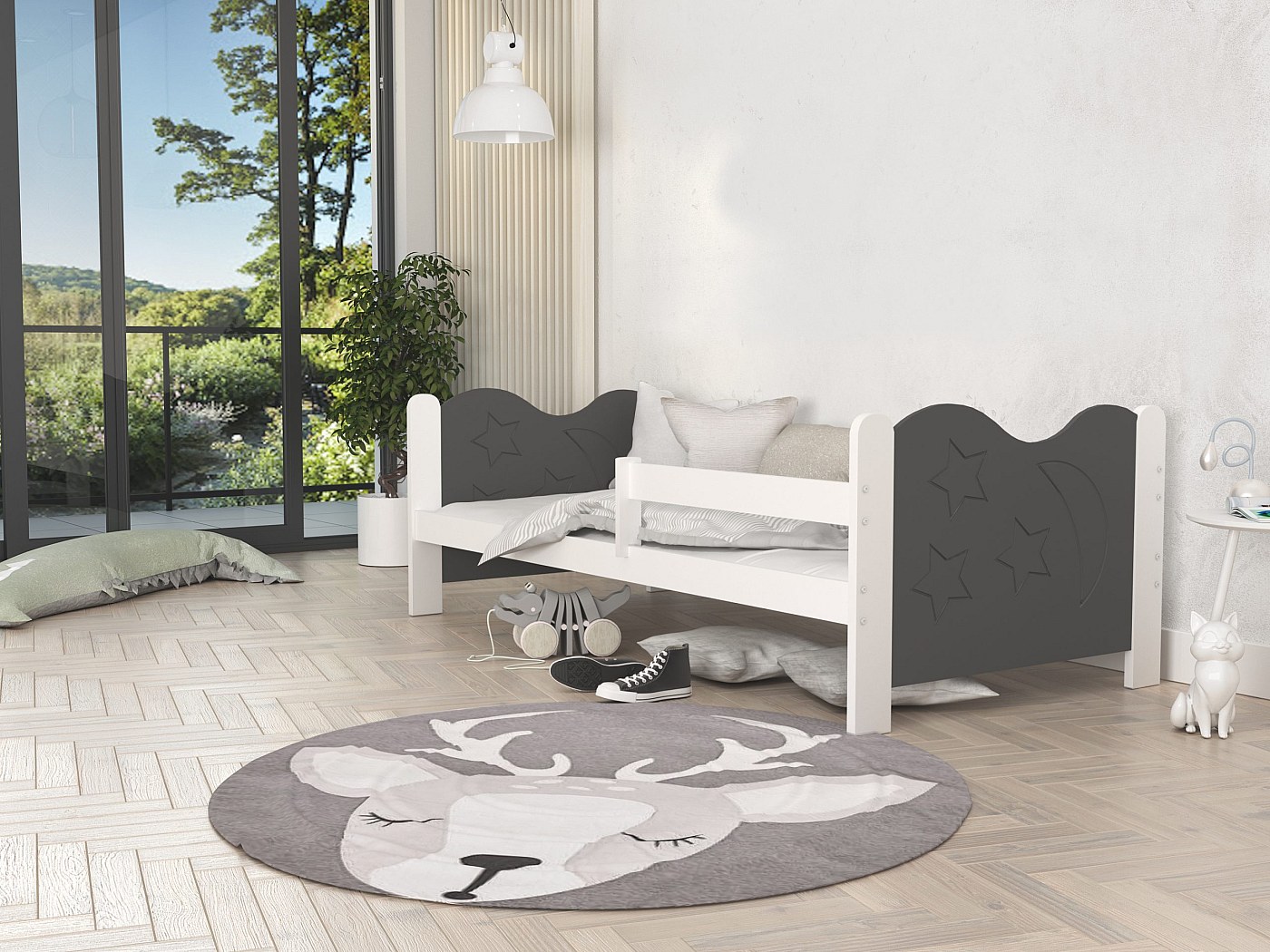 KINDERBETT mit Bettkasten Matratze Miki 160x80 cm, weißer Korpus ...