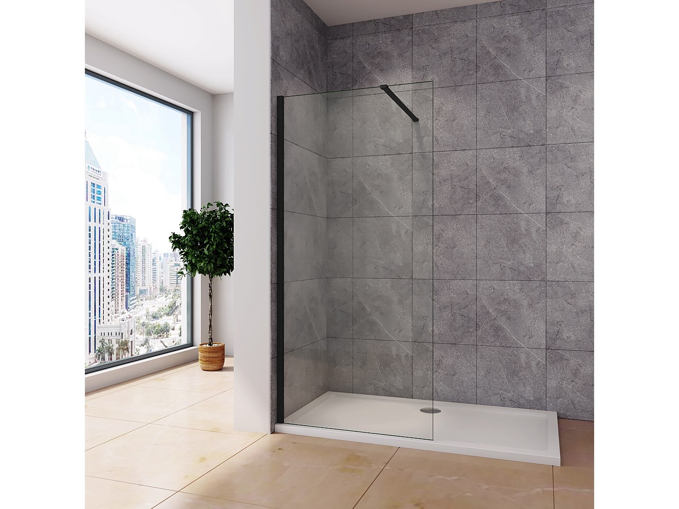 Inloopdouche-douchewand-walk in 8mm NANO EasyClean veiligheidsglas ...